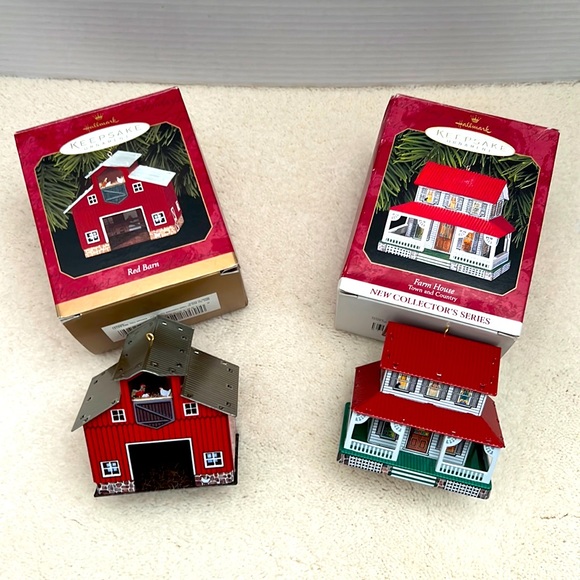 Hallmark | Holiday | Hallmark Red Barn And Farm House Ornaments | Poshmark